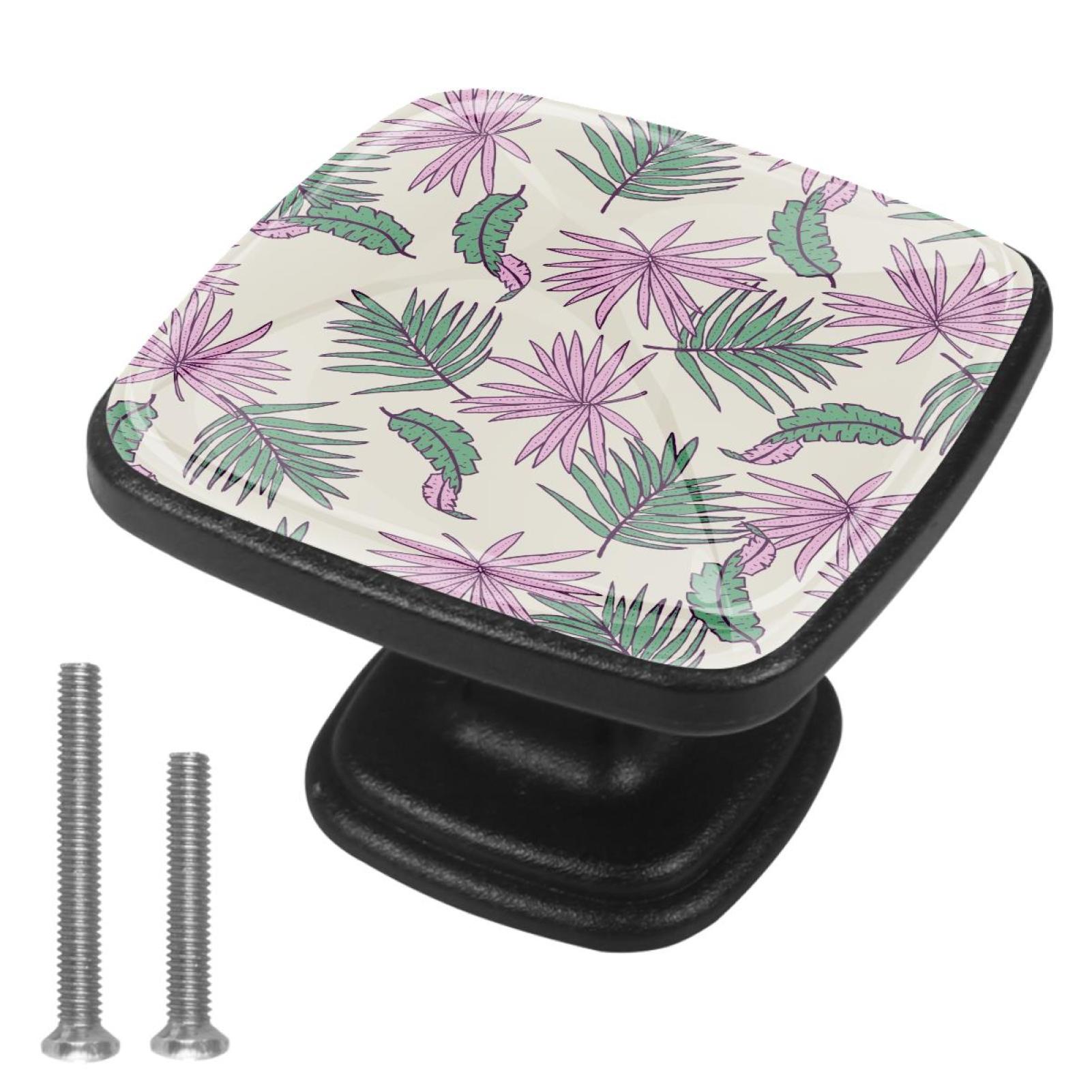 4 Pcs Cabinet Handle Drawer Pulls Funny Palms Knobs with Screws Square ...