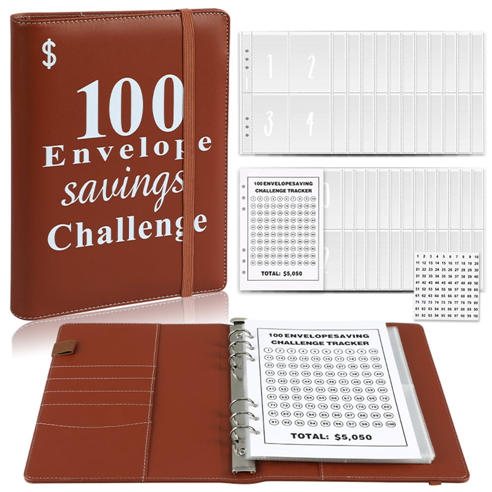 Carpeta de desafíos de ahorro con 100 sobres libro de PVC para ...