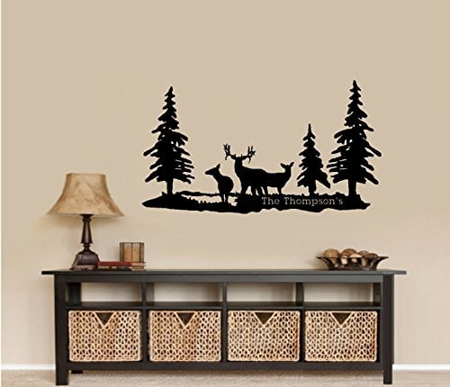 Decal ~ Deer Scene #2 Custom Name ~ WALL DECAL, HOME DECOR 20" X 35 ...