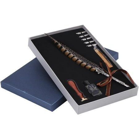 Feather Quill Pen Set, Quill Dip Pen Writing Calligraphy Pen Kit with ...