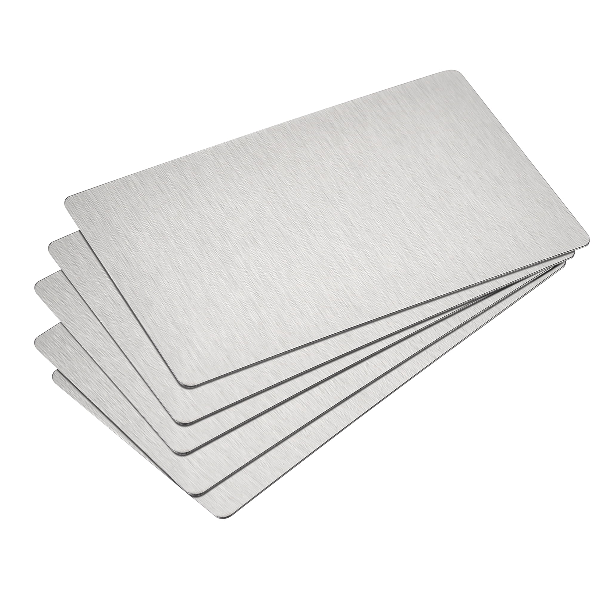 Uxcell 100x60x0.4mm Plating 201 Stainless Steel Blank Metal Card Silver ...