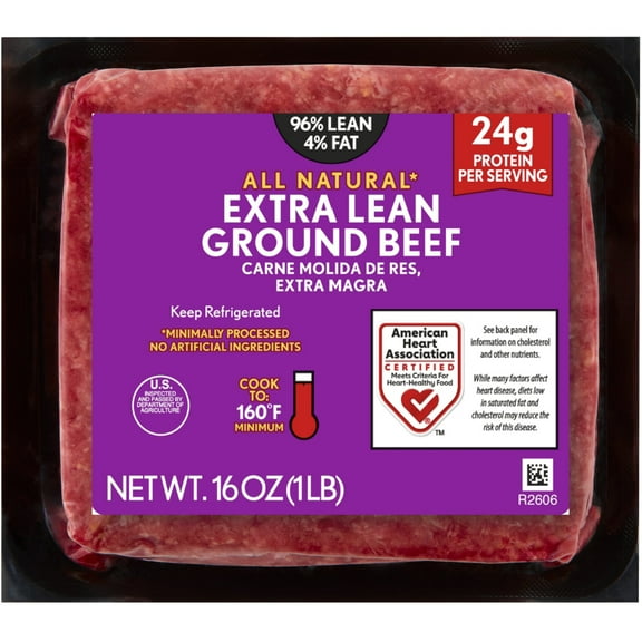 96% Lean / 4% Fat Extra Lean Ground Beef, 2.25 lb Tray, Fresh, All ...