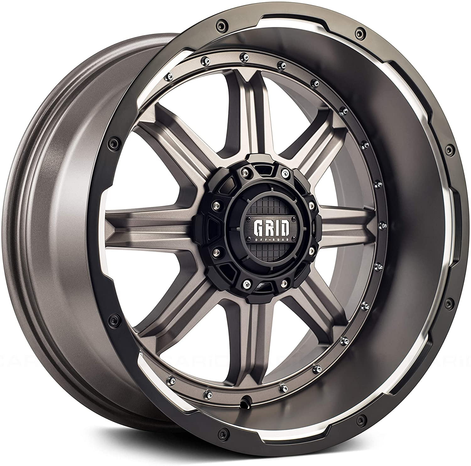 Grid OffRoad Custom Wheel for 17"x9" Rim Matte Antracite with Black Lip ...