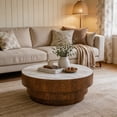 WanKaMom Modern Round Coffee Table, Mid Century Modern Sintered Stone ...