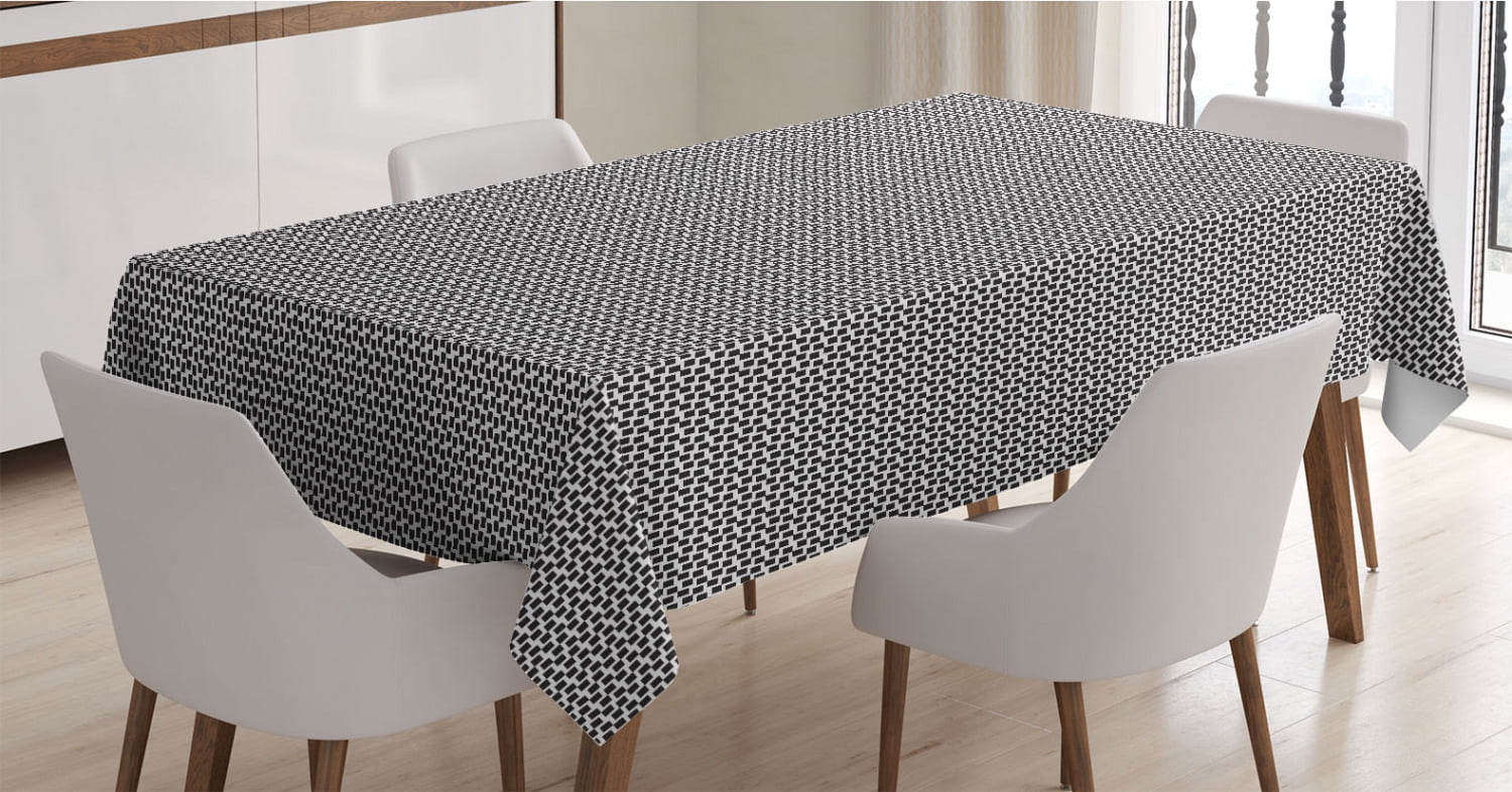 Black and White Tablecloth, Vertical Rectangles Abstract Pattern ...