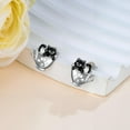 AOBOCO Diamond Black Cat Earrings for Women 925 Sterling Silver Cup Cat ...