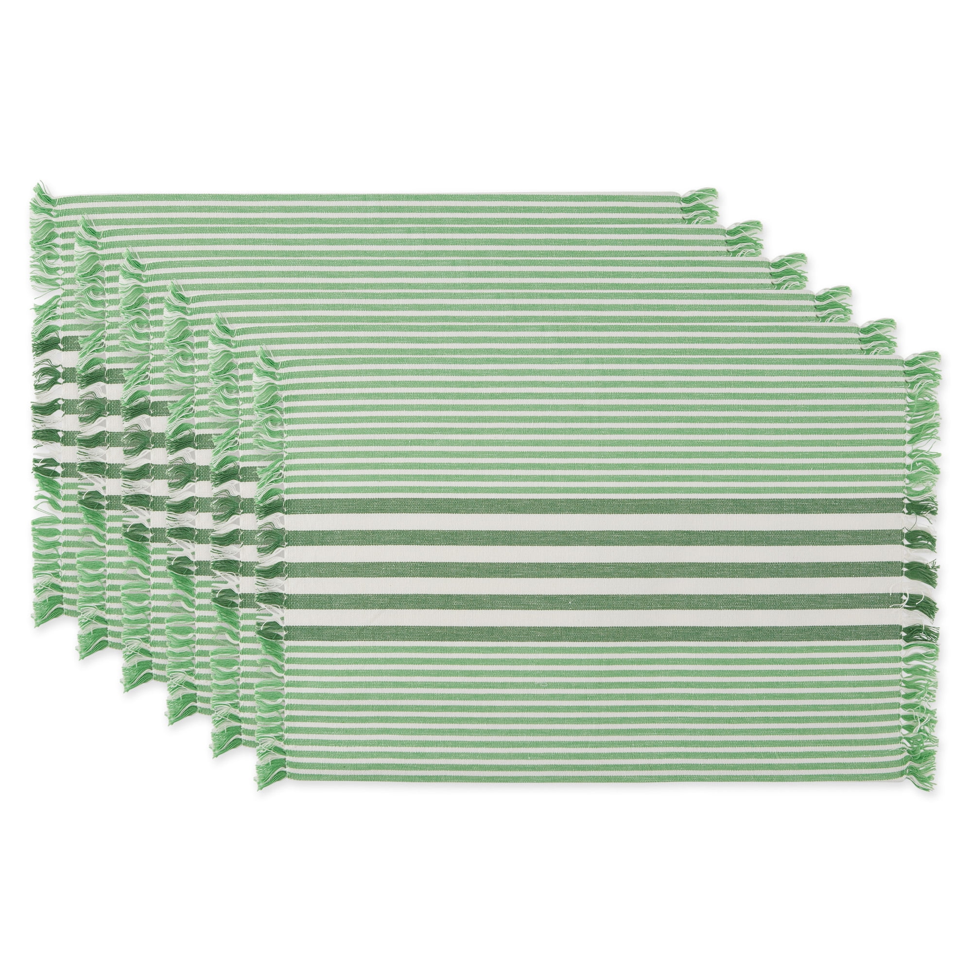 Set of 6 Green and White Decorative Placemats, 19" - Walmart.com