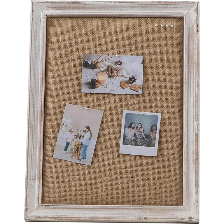 Memo Board Rustic Bulletin Board 16x13 Inches - White Linen Pin Board ...