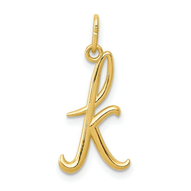 14k Yellow Gold Letter K Initial Monogram Name Charm Necklace Pendant ...