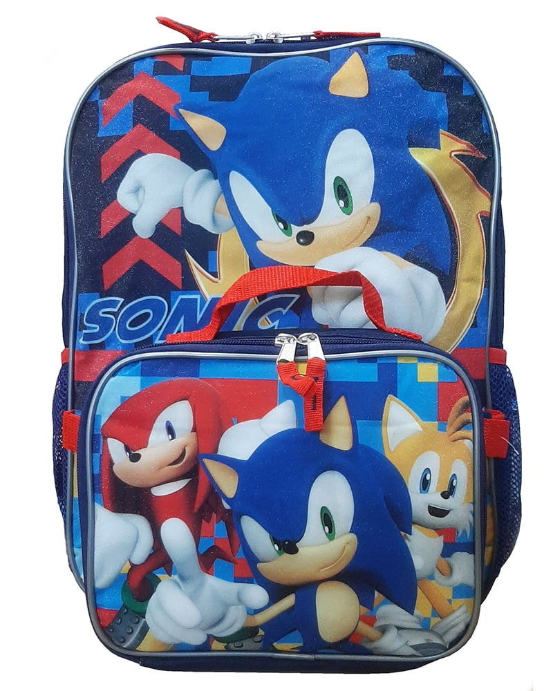 Sonic the Hedgehog 16 Inch Backpack with Insulated Lunch Box Set (Red ...