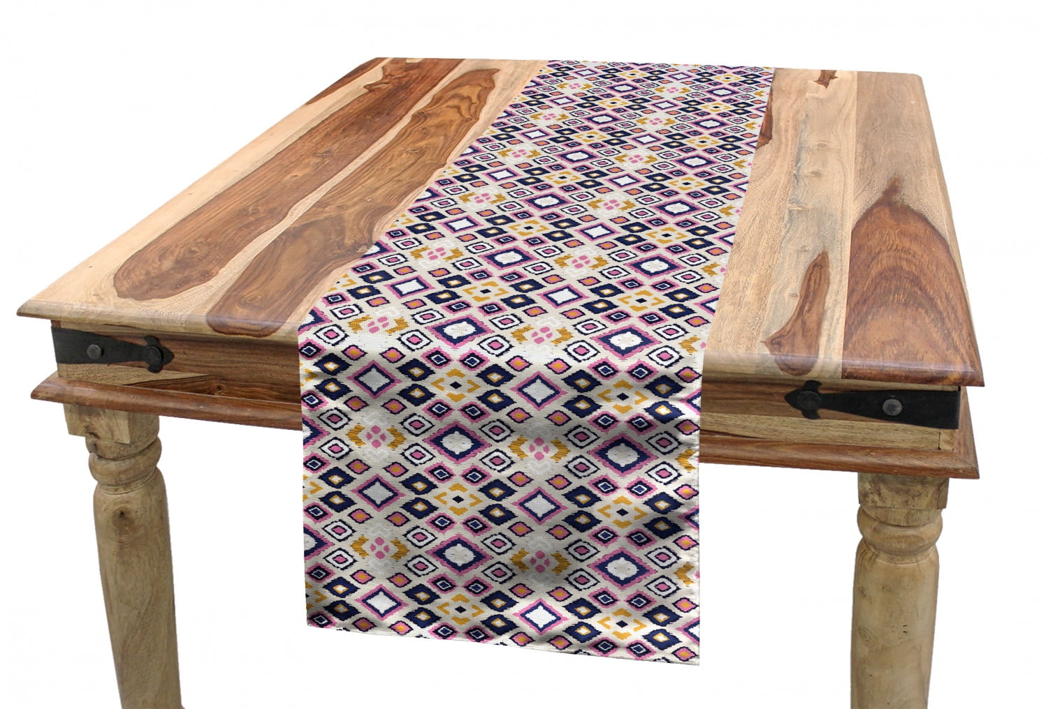 Aztec Table Runner, Ikat Inspired Design Retro Style Ornaments ...