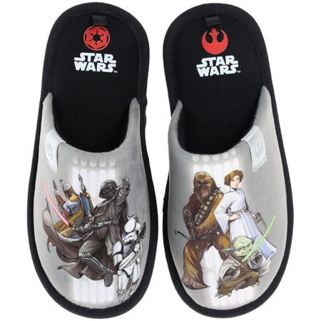 STAR WARS Kids Slipper, Mismatch Scuff Slide Slipper, Grey, Big Kid ...