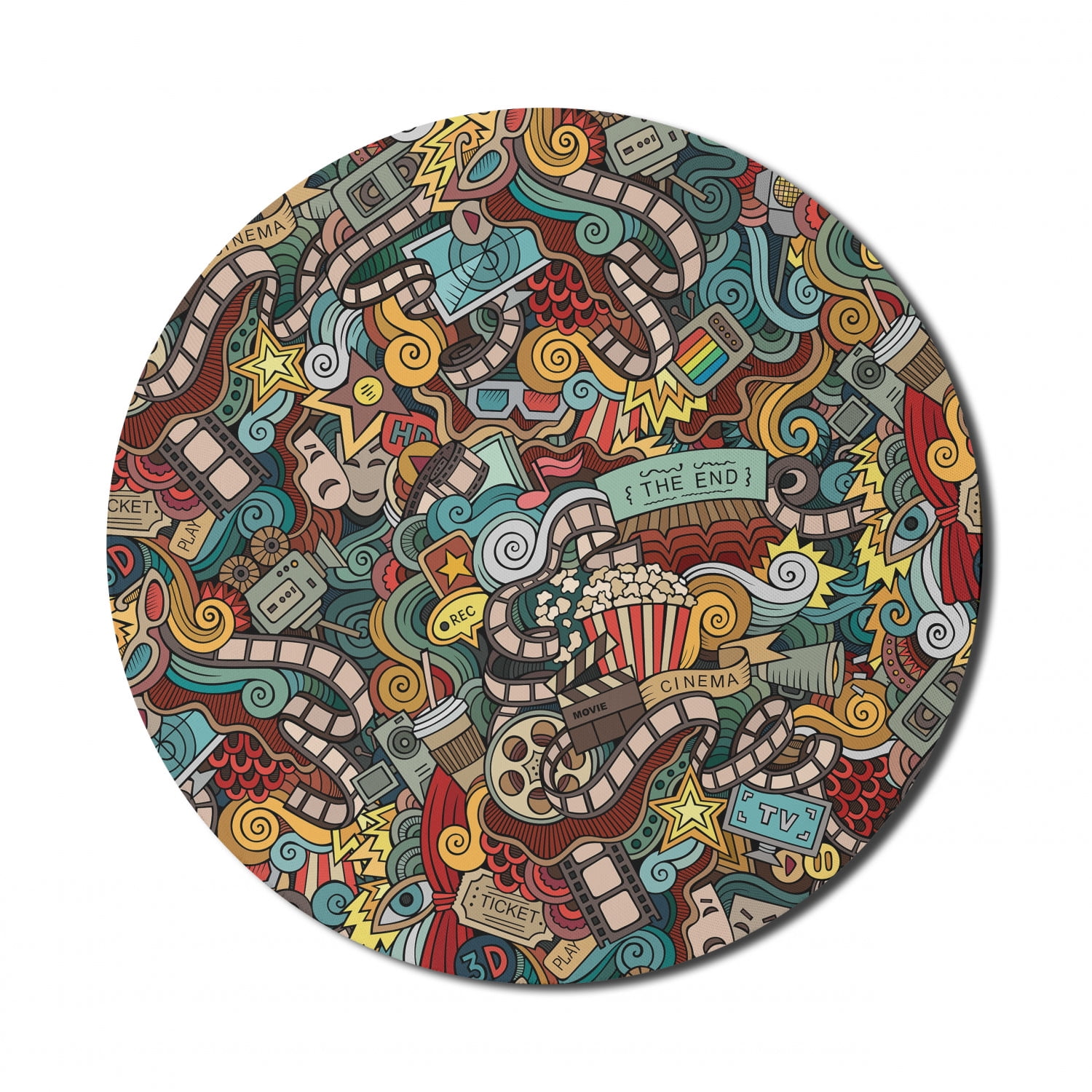 Hipster Mouse Pad for Computers, Cinema Items Combined in an Abstract ...