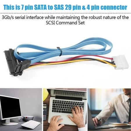 60CM Adapter Cable 7 Pin SAS To SATA 29 Pin To 4 Pin Male Connector HDD ...
