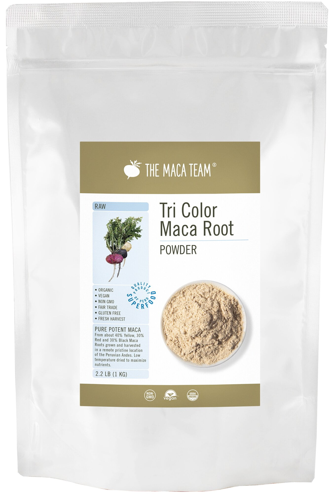 Organic Raw Tri-Color Maca Root Powder 1 kg - Peruvian Superfood ...