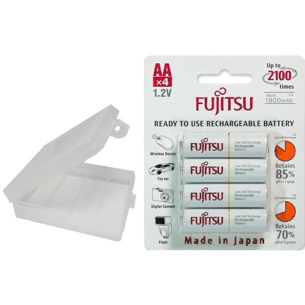 4 Fujitsu Ready-to-use AA Rechargeable NiMH 1.2V Min. 1900mAh Batteries ...