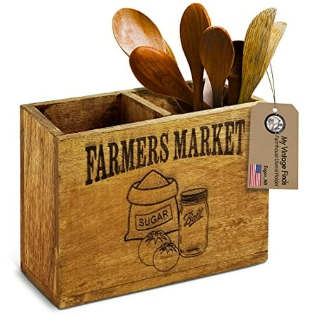 Wood Utensil Holders For Kitchen Farmhouse Utensil Holder For ...