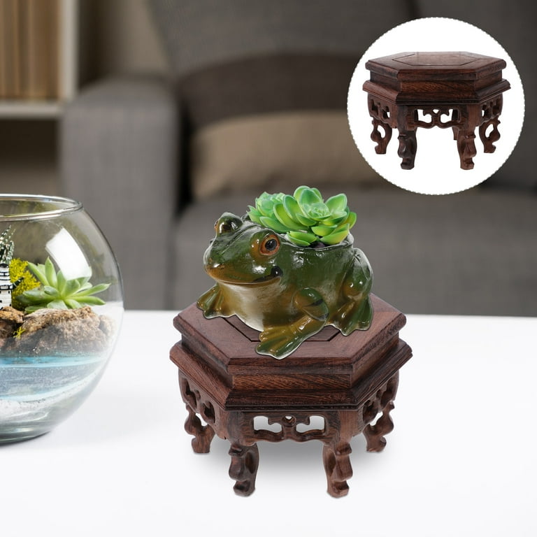 Wood Plant Stand Rattan Flower Pot Stand Low Short Plant Stands for Indoor Boho Rustic Wooden Stool for Plant Pot Holder