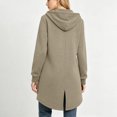 AKOEE Mid-length Zip Up Hoodie for Women Jackets with Pockets Split Hem ...