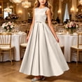 AHTJRT Bridesmaid Dresses for Girls Satin Soft Bow Tie Front Sleeveless ...