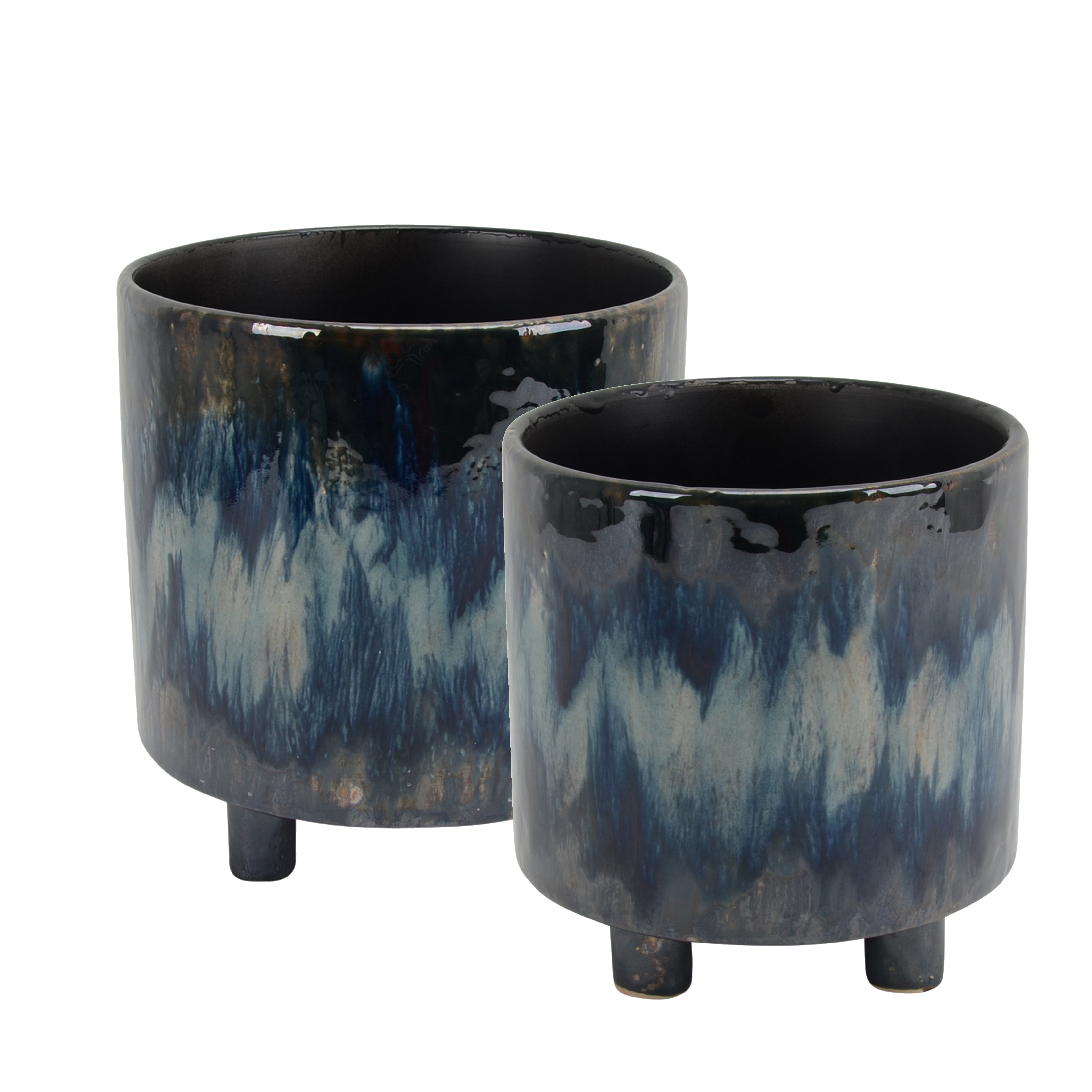 Benzara Contemporary Style Ceramic Footed Planters with Cylindrical ...