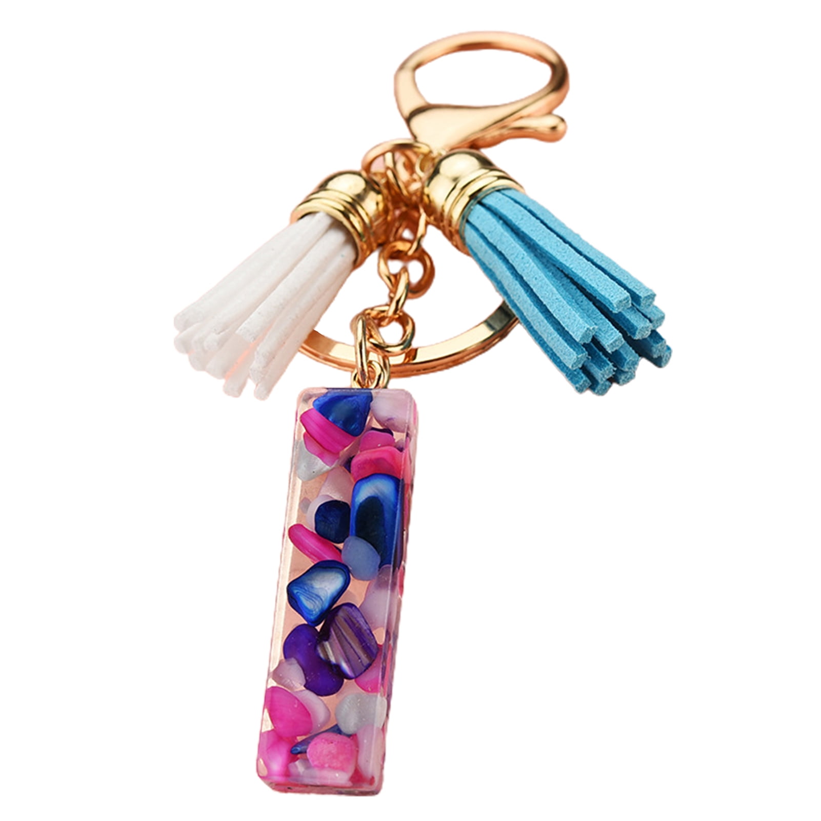 Purple Letter Pendant Tassels Key Chain Transparent Acrylic 26 ...