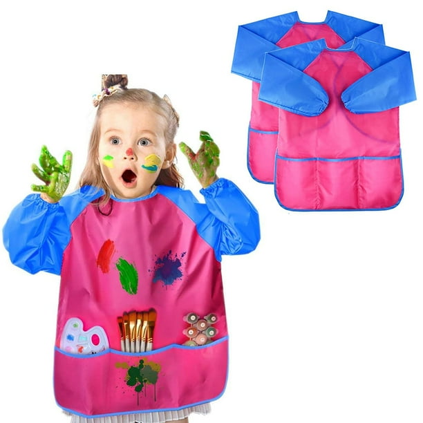 Bobasndm 2 Pack Kids Art Smocks Waterproof Kids Painting Aprons Toddler ...