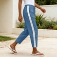 BaoFuBaoMei Linen Pants Women Plus Size Solid Drawstring Elastic Waist ...