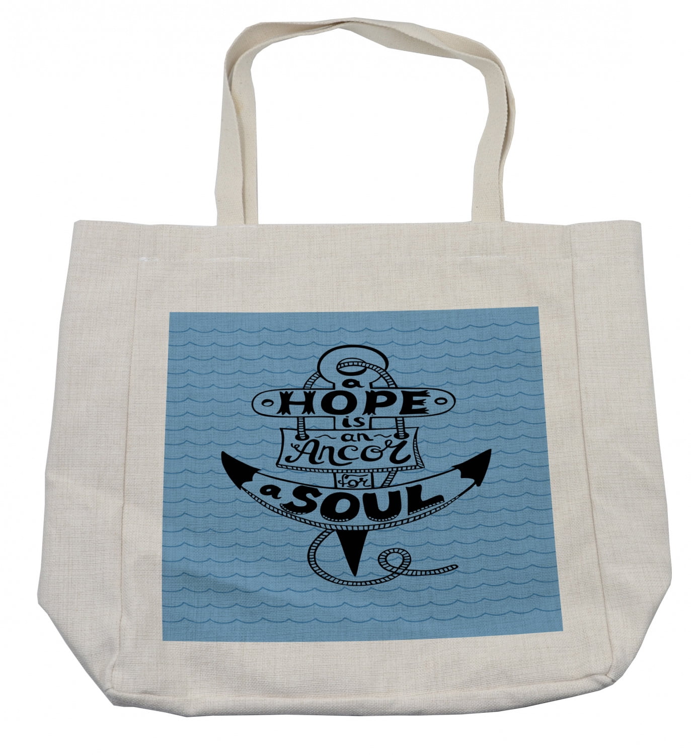 Hope Shopping Bag, Hand Drawn Anchor with Ropes Marine Elements Hope ...