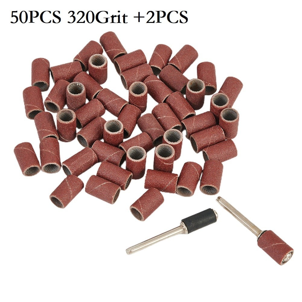 50pcs 320 Grit Drum Sanding Bands Sleeves + 2pcs Mandrels Sandpaper ...