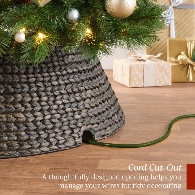 Best Choice Products 42in Woven Hyacinth Christmas Tree Collar Tree Skirt Accessory w Cord Cut Out Tobacco Walmart