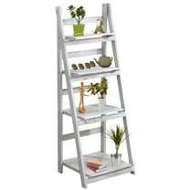 Hofitlead 4 Tier Wooden Ladder Shelf, Rustic Folding Bookcase, Tall ...