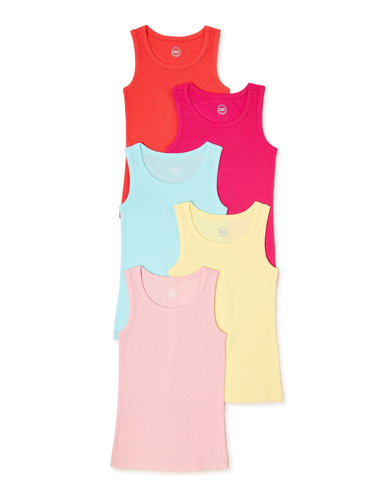 Buy Wonder Nation Girls Kid Tough Tank Top, 5-Pack, Sizes 4-18 & Plus ...