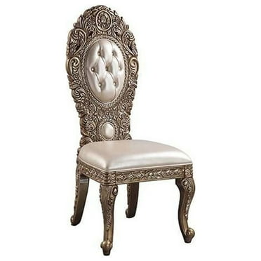 DN00458 Side Chair (Set-2), PU & Gold Finish - Seville ( 2Pc/1Ctn ...