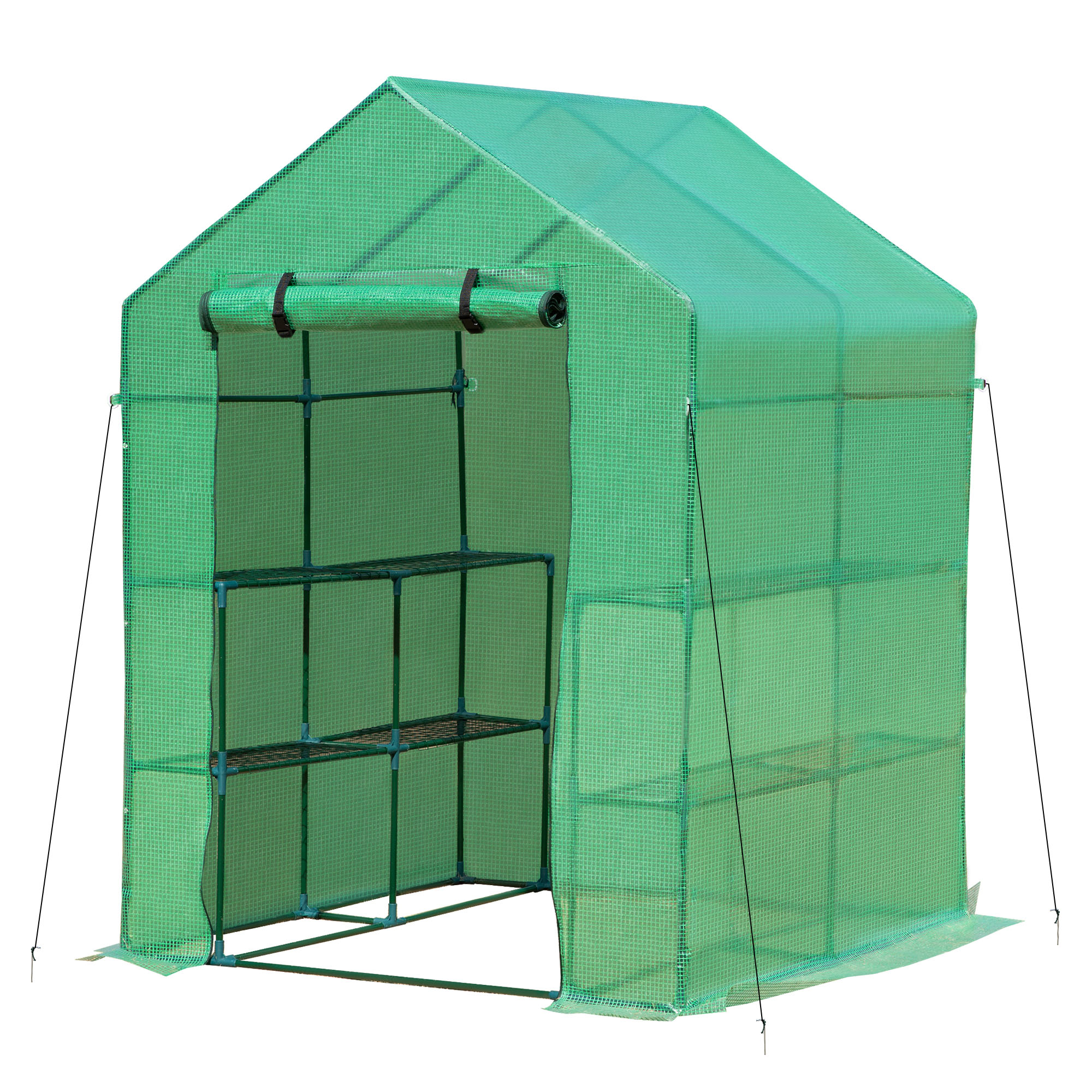 Outsunny 5 X 5 X 6 2 Tier Shelf Greenhouse For Outdoor Garden Plant