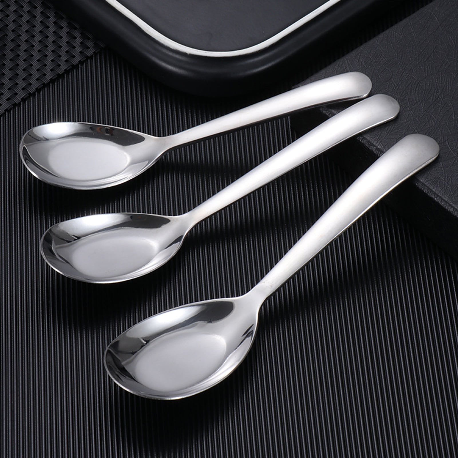 NUZYZ Soup Spoon Rust-proof Stainless Steel Thickened Ice Cream Spoon ...