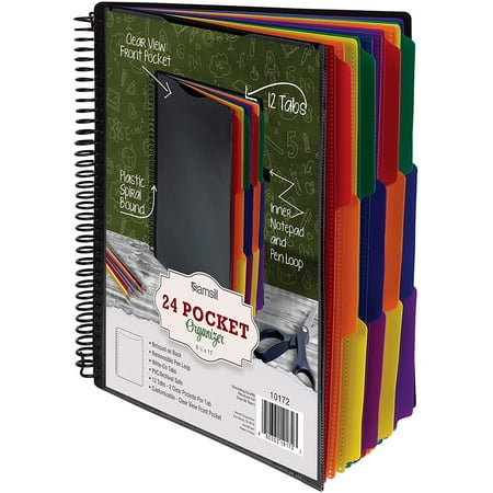 Samsill Deluxe 24 Pocket Spiral Project Organizer with 12 Dividers ...