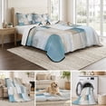 90x96in Quilt Bedding Set, Gradient Brown Blue Geometric Lightweight ...