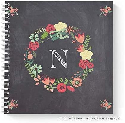 Floral Wreath Monogram"N" Notebook/Journal, Laminated Soft Cover, 120 ...