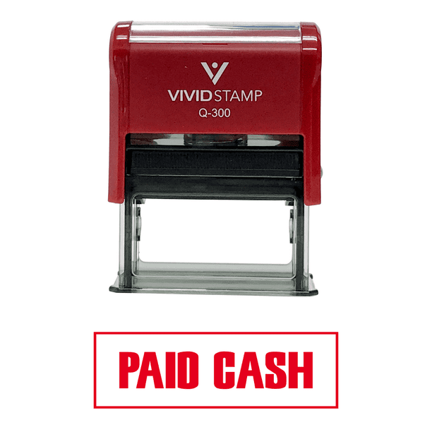 Vivid Stamp Paid Cash Self-Inking Office Rubber Stamp (Red) - Large ...