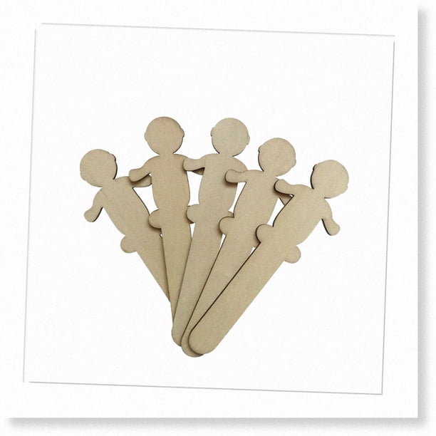 30-Piece Natural Wooden People-Shaped Popsicle Sticks for Plant Labels ...