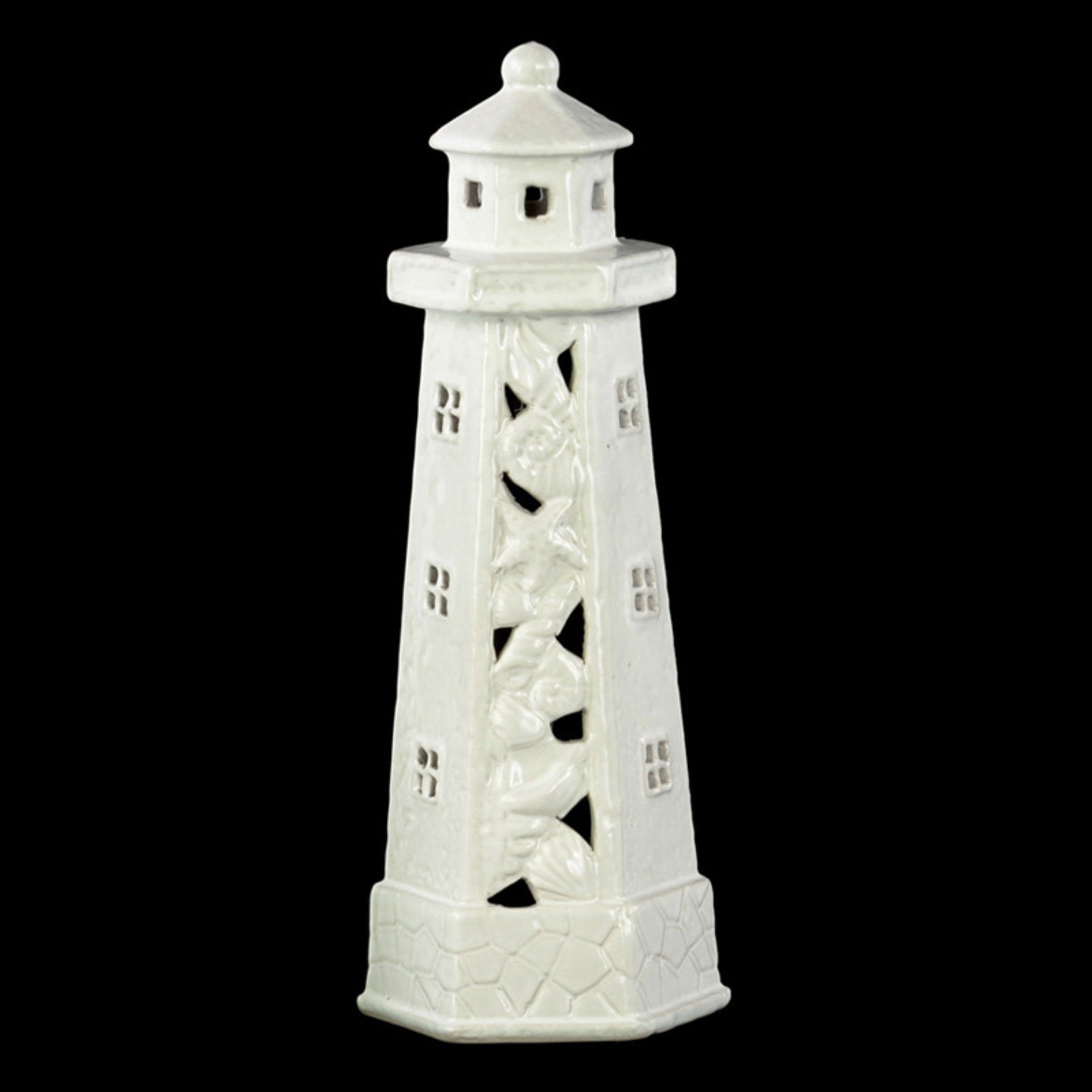 Urban Trends Seashell Cutout Ceramic Lighthouse Figurine - Walmart.com