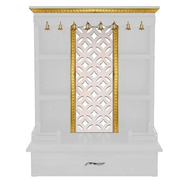 White Wooden Temple For Home With LED Lights | Designer Mandir With ...