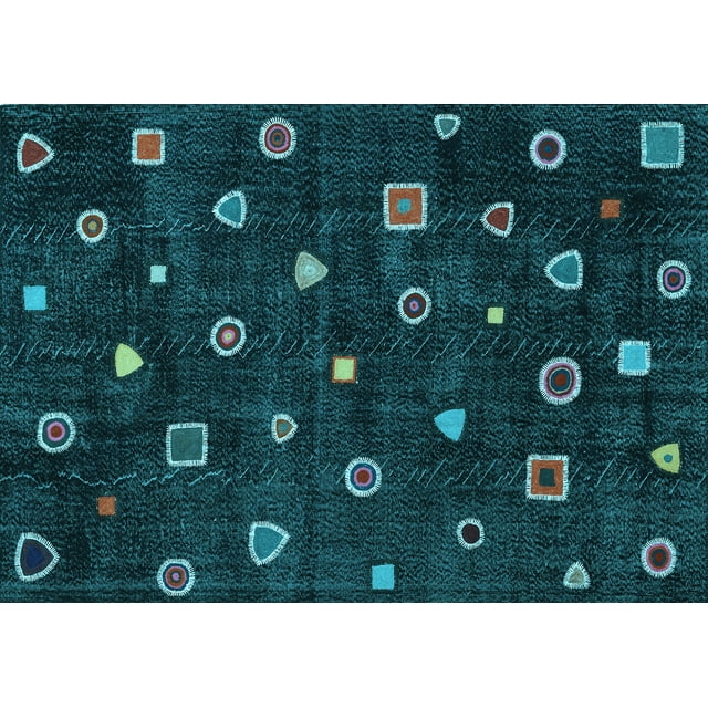 Ahgly Company Indoor Rectangle Abstract Light Blue Contemporary Area ...