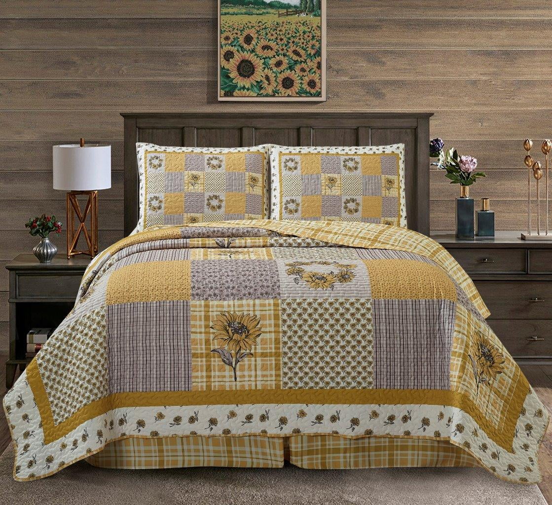 Virah Bella - Sunshine - Lightweight Reversible 3-Piece Lodge Quilt Set ...