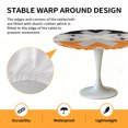 Abstract Art Round Table Cover, Blue Black Orange Line Simple Gray ...