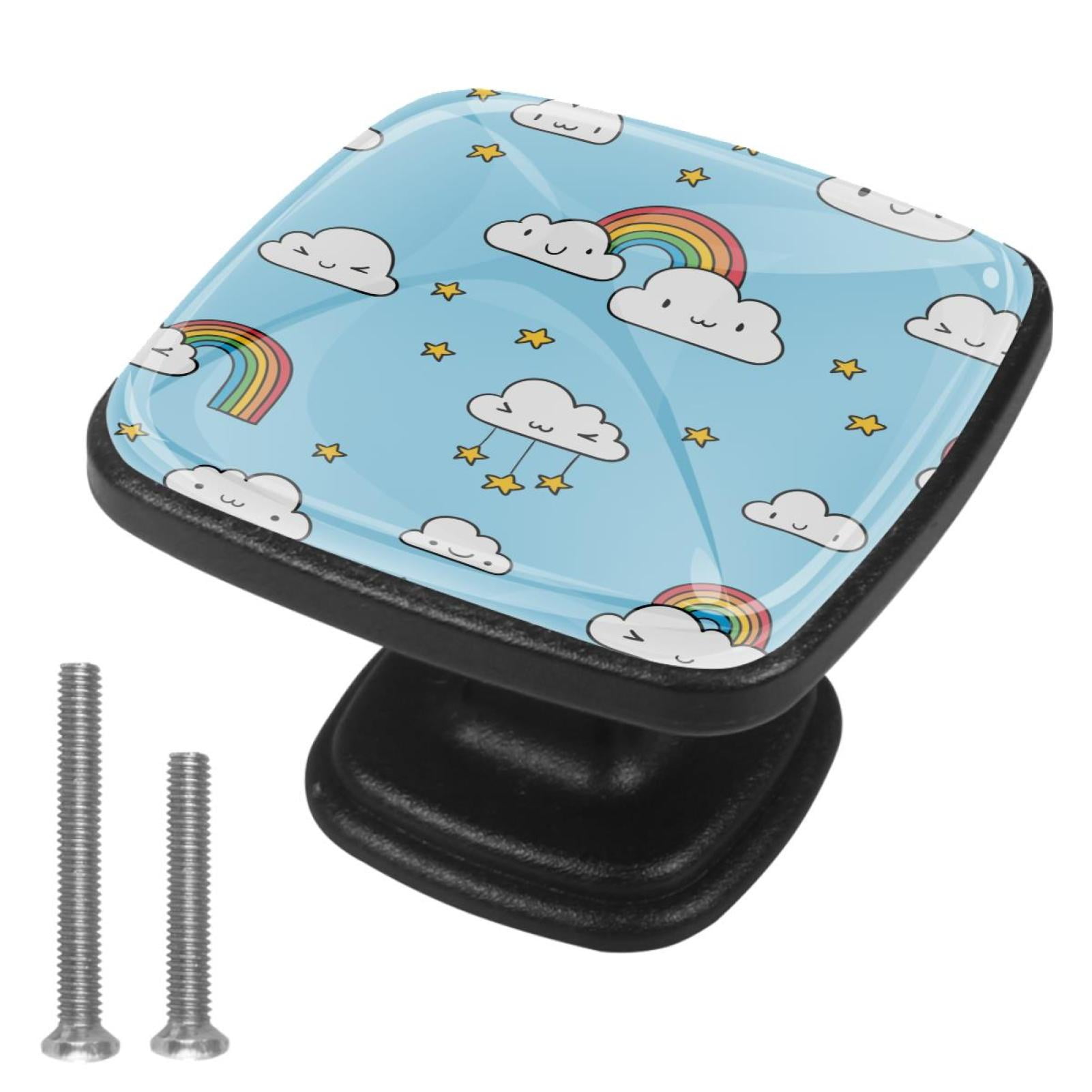4 Pcs Cabinet Handle Drawer Pulls Clouds Rainbow Knobs with Screws ...