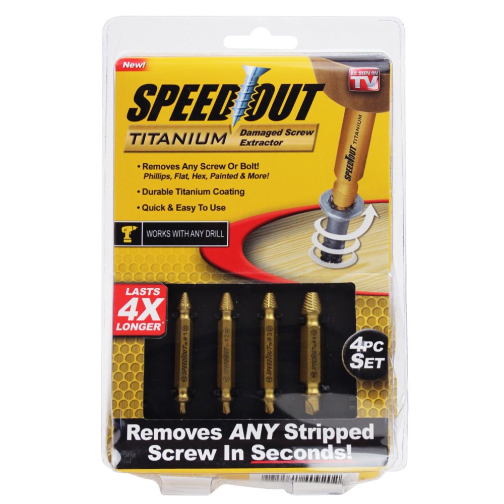 Ontel Speed Out Titanium Damaged Screw Bolt Extractor 4 piece Set w ...
