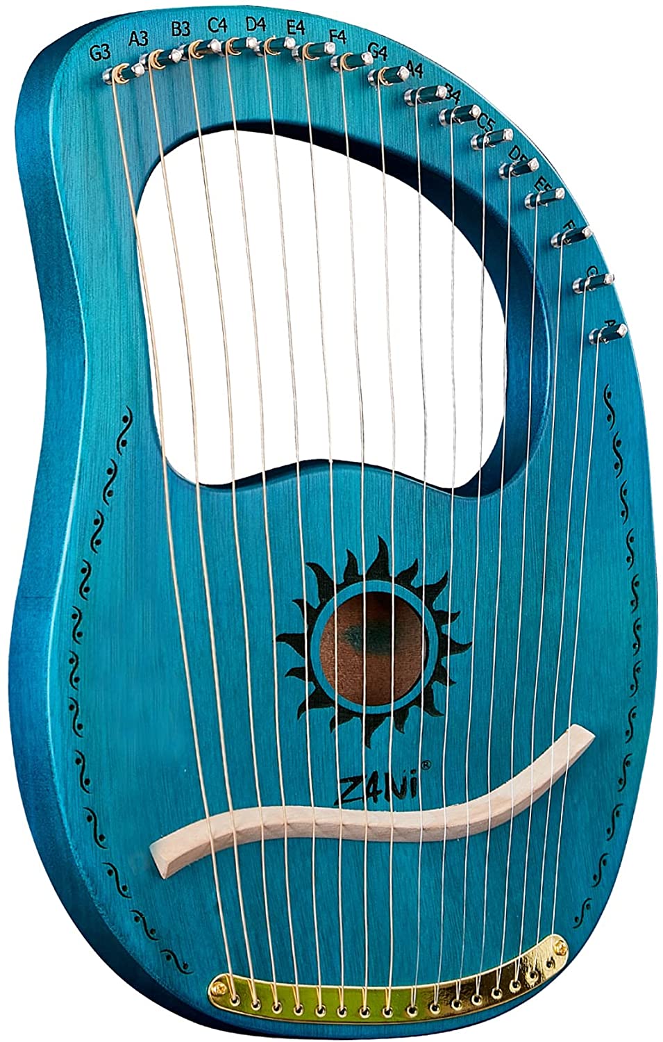 Lyre Harp 16 Metal String Ancient Greece Style Mango Shaped Helios ...