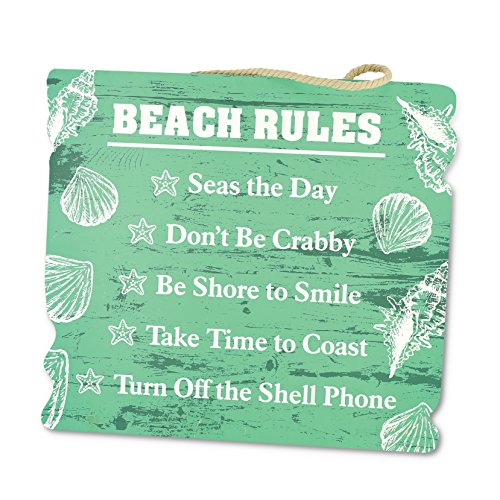 KOVOT Wooden Style "Beach Rules" Beach Sign, Green - Walmart.com